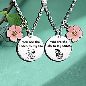 Mebvdebe You Are The Lilo to My Stitch You Are The Stitch To My Lilo Flower Necklace Gifts for Family Best Friends Cute Stitch Necklace Girl's Jewelry