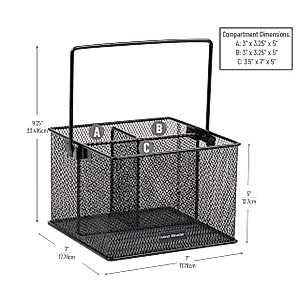 Mind Reader Storage Basket Organizer, Utensil Holder, Forks, Spoons, Knives, Napkins, Perfect for Desk Supplies, Pencil, Pens, Staples - 2 Pack, Black