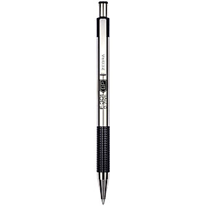 Zebra Pen F-301 Retractable Ballpoint Pen, Stainless Steel Barrel, Fine Point, 0.7mm, Black Ink, 4-Pack (Packaging May Vary)