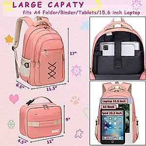 HotAdsFW Pink Backpack for Women Girls Laptop Backpack for Travel School Bag for Middle High School College Aesthetic Bookbag for Teen Girls with Multi Pockets Padded Shoulder Strap