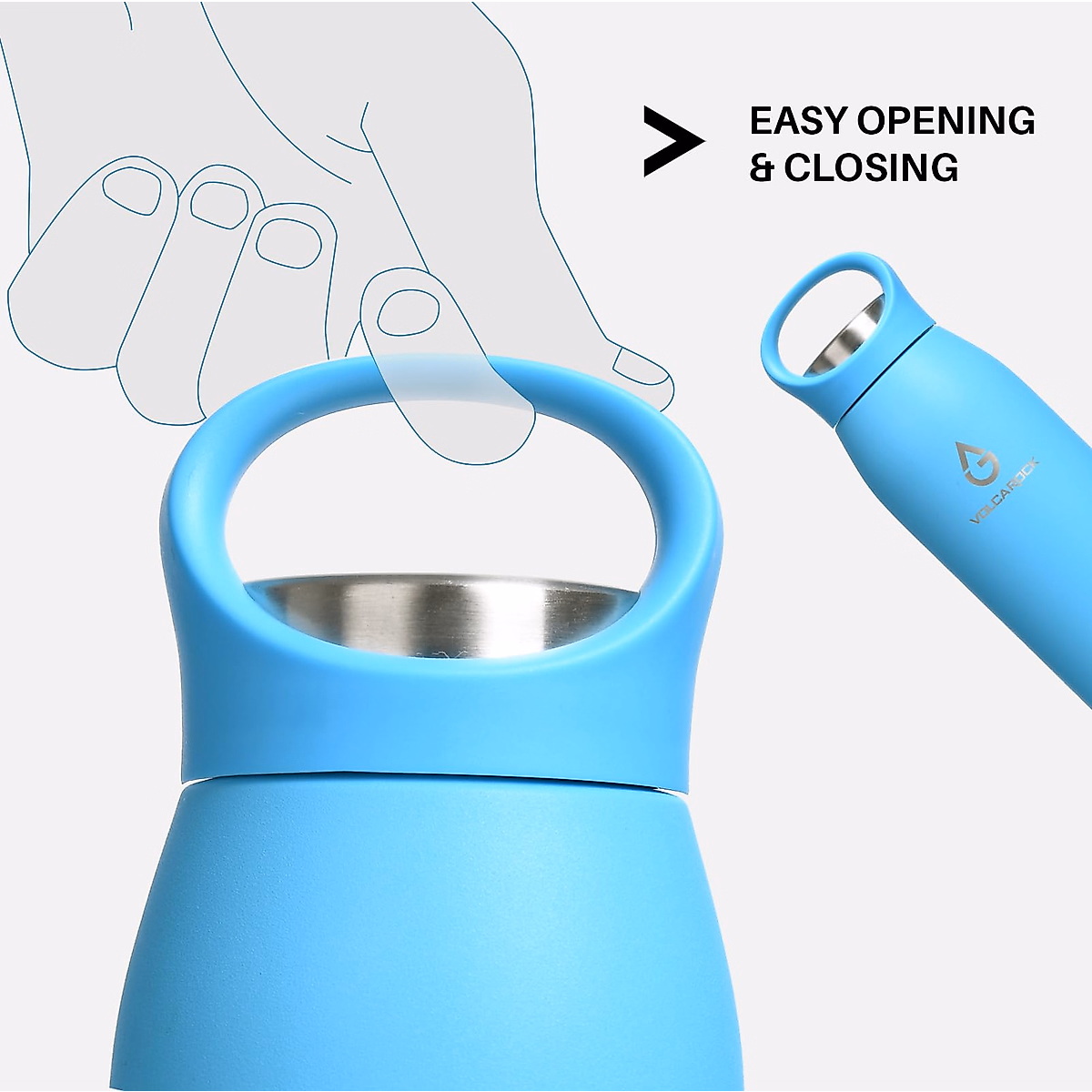 VOLCAROCK Insulated Water Bottle 24oz (710ml), Double Wall Stainless Steel Water bottle Durable Vacuum Flask Leakproof Non-sweat, Keep Cold 24H & Hot 12H