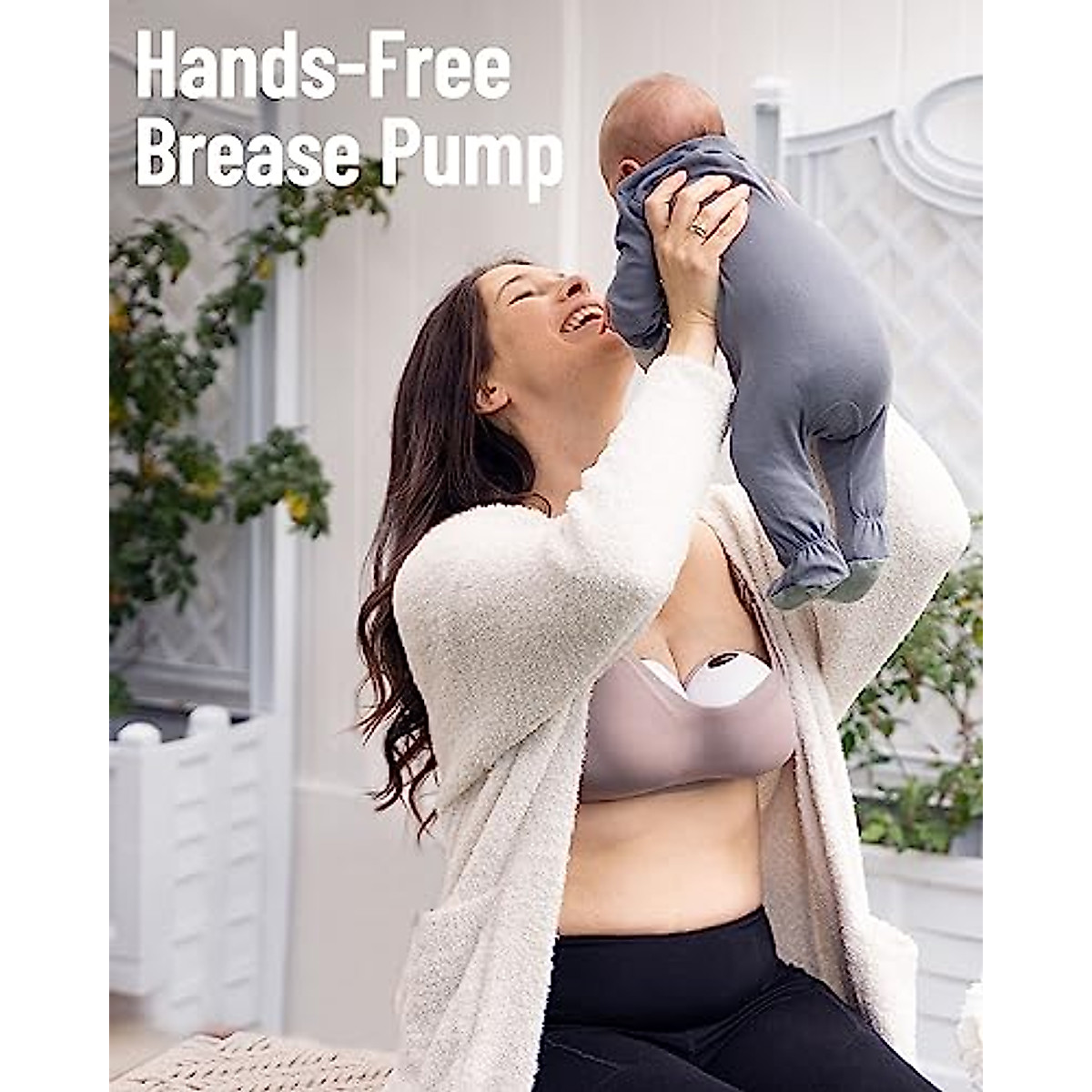 Opnmina Wearable Hands-Free Breast Pump, Double Electric Breast Pumps, Breastfeeding for Mom Wireless & Portable,with Precision LCD Display – 2 Pack White