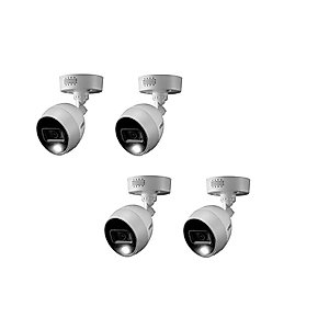 Lorex C883DA Indoor/Outdoor 4K Ultra HD Active Deterrence Security Analog Bullet Camera, with 135ft Color Night Vision, IP67 Weatherproof, Camera Only, 4 Pack (M. ) (Renewed)