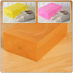 OUNONA 7Pcs Stackable Shoe Storage Box Clear Plastic Shoe Organizer Foldable Sneaker Box Container with Lids Cabinet Organizer for Under bed Closet Garage Entryway 27.5 * 18 * 9.5cm