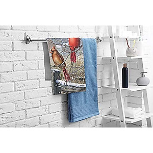 oFloral Hand Towels Cotton Washcloths Cardinal Bird Rest On The Branch Winter,Comfortable Super-Absorbent Soft Towels for Bath/Kitchen/Yoga/Golf/Hair/Face Towel for Men/Women/Girl/Boys 15X30 Inch