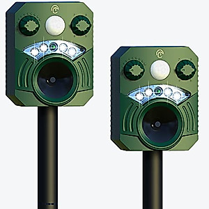Careland 2 Pcs Solar Deer Repellent Outdoor Animal Cat Repellent Device Repel Cats Dogs Deers Raccoon Skunk Waterproof