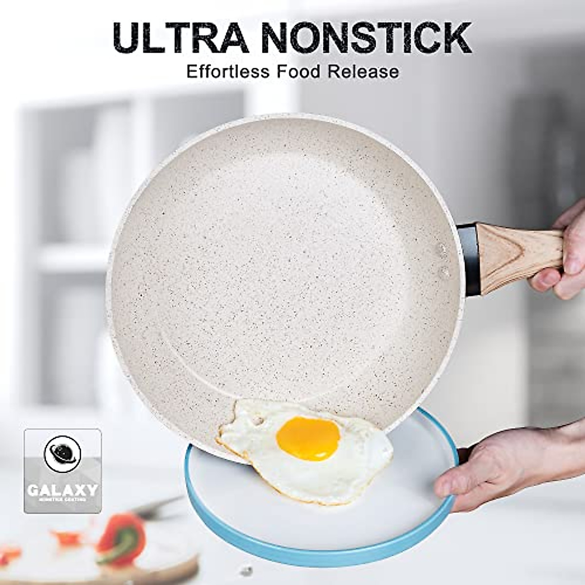 MICHELANGELO Pots and Pans Set Nonstick, 12 Pcs Pot Sets for Cooking Nonstick with Bakelite Handle, Non Toxic Cookware Set Induction Compatible