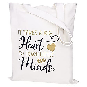 HNSHAG Teacher Appreciation Gifts - Teachers Tote Bag Canvas with Pocket for Women - Teachers Bags and Totes for Work - Student Teacher Gifts for Teachers Day Birthday