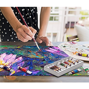 MyArtscape Oil Paint Set - 12 x 12ml Tubes - Lightfast - Heavy Body - Oil-based Vibrant Colors - High Pigment Load - Non-fading - Artist Quality Painting Supplies - Professional Craft Paints