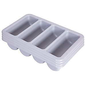 Basicwise 4-Compartment Commercial Cutlery Holder, Set of 4,Gray,QI003406.4