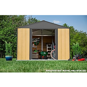 Arrow 10' x 8' Ironwood Galvanized Steel Hybrid Outdoor Shed Kit, Anthracite