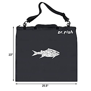 Dr.Fish Large Tournament Weigh-in Fish Bag 25.5x22 Inches Heavy Duty 900D Leak and Rip Resistant Fish Transport Storage Bag Shoulder Bag