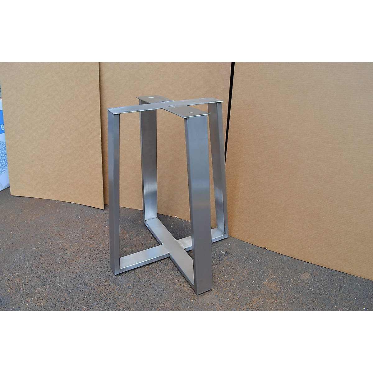 Brushed Stainless Metal Table base, Tapered Pedestal Style - Any Size and Color