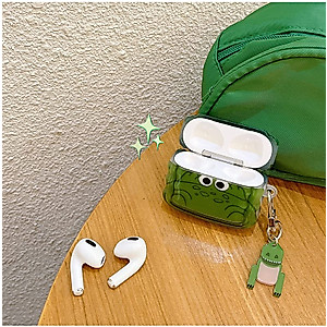 Soft TPU Clear Case with Charm Keychain Hook for Apple AirPod Disney Anime Cartoon Lotso Huggin Teddy Rex Hamm Forky Cute Lovely Adorable Kids Girls (Green Dinosaur for AirPods Pro)