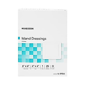 McKesson Island Dressings, Sterile, Dimension 6 in x 6 in, Pad 4 in x 4 in, 25 Count, 1 Pack