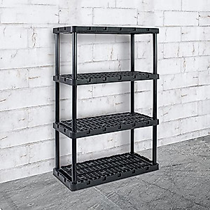Gracious Living 4 Shelf Knect-A-Shelf Ventilated Heavy Duty Storage Unit 36 x 18 x 54.5 Organizer System for Home, Garage, Basement & Laundry, Black