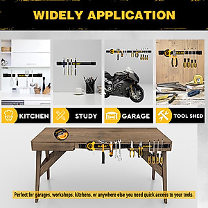 Magnetic Storage Organizer Tool Holder - 6-Piece Wall Mount Rack Garage Organization Power Magnet Hanger Workbench Board Slatwall Van Organizers Mounted Hanging Strip