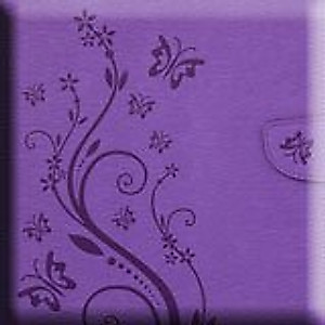 Dteck Case for Samsung Galaxy Tab A (8.0 Inch, 2015 Release, Model SM-T350 /SM-T357 /SM-P350 /SM-P355) - Slim Lightweight PU Leather Stand Wallet Flip Cute Butterfly Cover with Stylus Pen (Purple)