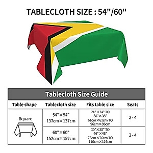 LIICHEES Flag of Guyana Tablecloth Kitchen Dining Room 54"x54" Square Washable Table Cover Outdoor Garden Picnic Tablecloths
