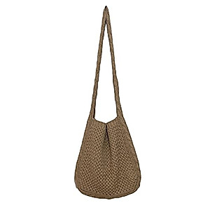 Fairy Grunge Knitted Shoulder Bags Y2K Fairycore Tote Bag Aesthetic Crochet Hobo Crossbody Bag Alt Purse Accessories (Kakhi)
