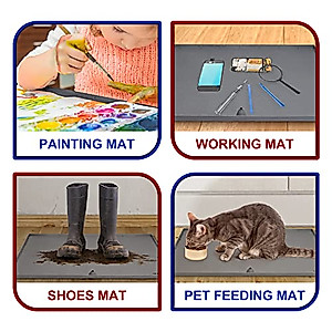 Under Sink Mats for Kitchen Waterproof - Thick 34" x 22" Under Sink Mat Silicone Under Sink Liner with Drain Hole，Under Sink Drip Tray for Kitchen Bathroom Cabinets (Grey)