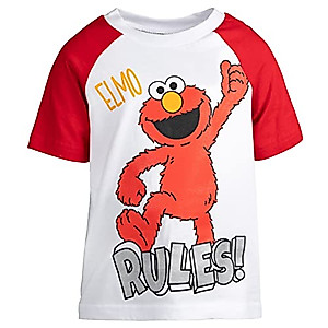 Sesame Street Elmo Toddler Boys T-Shirt and French Terry Shorts Outfit Set White/Gray 2T
