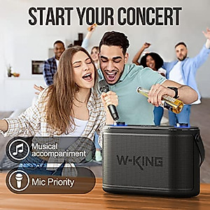 W-KING 120W RMS-150W Peak Portable Bluetooth Speaker Loud, 2.1 Stereo 3-Way Large Party Outdoor Wireless Speaker w/Bass&Treble Adjust/Guitar&MIC Port/UHF Microphone/Accompaniment/REC/Live/HP Monitor
