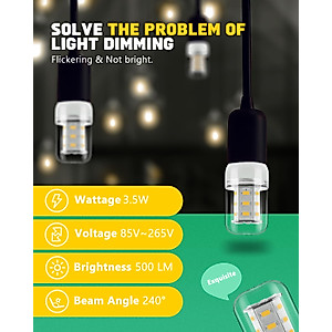 BOGDA Refrigerator LED Light Bulb KEI D34L Refrigerator Bulb Light Replacement Fit for Frigi-daire Ken-More-2 Packs (3.5W 85V-265V E27 2700K Warm Light)