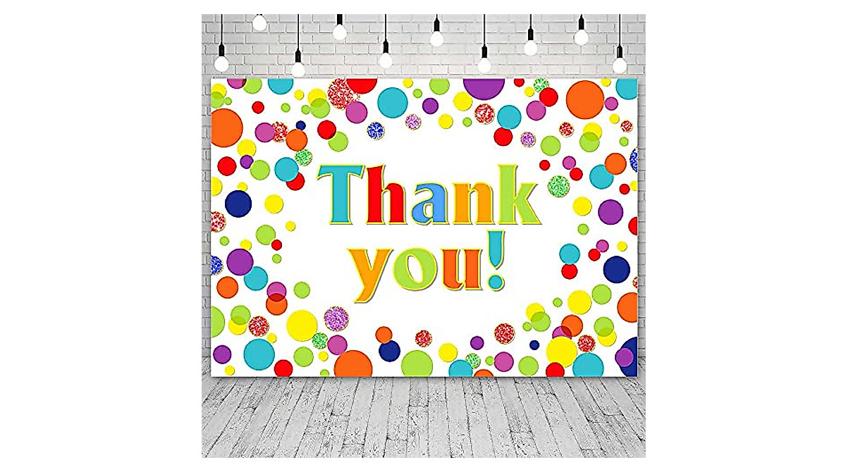 ABLIN Thank You Backdrop 7x5ft | Colorful Party Decorations