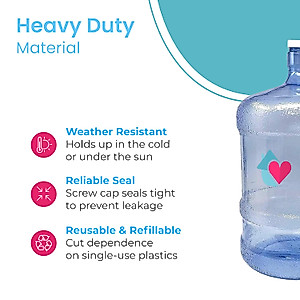 LavoHome 5 Gallon Water Bottle With Screw Cap, Reusable 5 Gallon Water Container With Easy Grip Handle, BPA Free Water Jug for Home or Camping, 5 Gallon Water Storage Containers, Set of 2