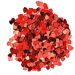 Jeanoko Sprinkle Sequins 3000Pcs Confetti Heart‑Shaped for Gift Packaging Party Supplies Card Making Dinner Table(red)