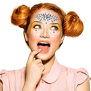 Duufin 12 Sets Face Jewels Sticker Body Gems Mermaid Face Gems Belly Crystal Tears Gems Rhinstone Face Jewel for Rave Festival Party