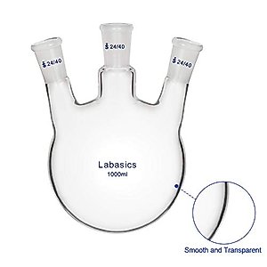Labasics Glass 1000ml 3 Neck Round Bottom Flask RBF, with 24/40 Center and Side Standard Taper Outer Joint, 1000ml