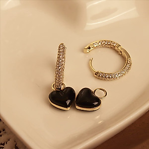 Sonateomber Small Heart Gold Hoop Earrings for Women - Sparkly Huggie Ring Circle Daily Jewelry Gift for Christmas Party, Stainless Steel, Cubic Zirconia