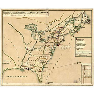 1767 Map| Cantonment of His Majesty's Forces in N. America According to The Disposition Now