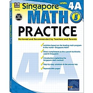 Singapore Math Level 4A 5th Grade Math Workbooks, Singapore Math Grade 5, Whole Numbers, Angles, and Fractions Workbook, 5th Grade Math Classroom or Homeschool Curriculum