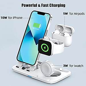 OLEBR 3 in 1 Charging Station for Multiple Devices Apple Bedside Charging Stand for iPhone and Apple Watch 7/6/SE/5/4/3/2/1 Charging Dock for AirPods Pro/3/2/1 (with 12W Fast Charger) White