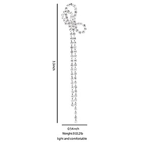 925 silver Crystal Bow Stud Earrings Fashion Ladies Tassel Rhinestone Earrings Hypoallergenic for Sensitive Ears (Silver Bow Earrings)