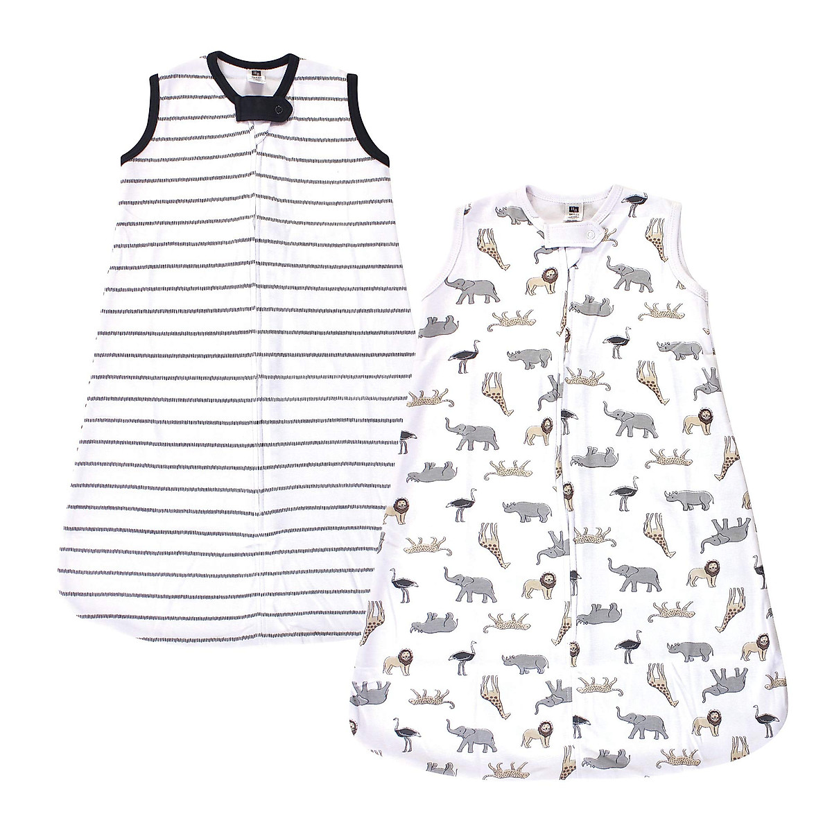 Hudson Baby Unisex Baby Cotton Sleeveless Wearable Sleeping Bag, Sack, Blanket, Modern Neutral Safari, 12-18 Months