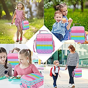 JoyLEME Pop Lunch Box for Kids Girls Insulated Lunch Boxes, Girls Fidget lunch Bag toy for kids Lunch Bag for School Travel Outdoor with Adjustable Shoulder Strap Back to School Gifts(Cloud)