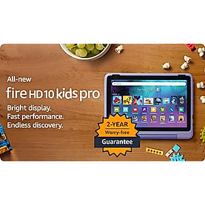 Amazon Fire HD 10 Kids Pro tablet- 2023, ages 6-12 | Bright 10.1" HD screen | Slim case for older kids, ad-free content, parental controls, 13-hr battery, 32 GB, Happy Day