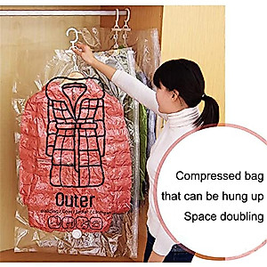 Hanging Compressible Storage Bag, Reusable Vacuum Storage Bags, Clothes Vacuum Organizer, Vacuum Seal Bags for Suits, Dress Coats, Jackets (5PCS,M(67*90cm))