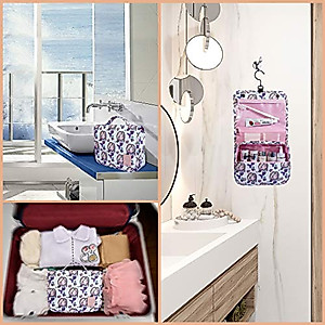 Eudora Hanging Travel Toiletry Bag for Women and Girls, Teenage Waterproof Bathroom Bag, Cute Glitter Mermaid Shower Cosmetic Bag with Large Capacity and 360 Rotatable Hook (Pink)