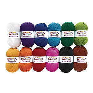 Colorations Acrylic Yarn, Set of 12 Colors, Assorted Colors, Arts & Crafts, Knitting, Crochet, Mini Project, Weaving, Loom, for Kids