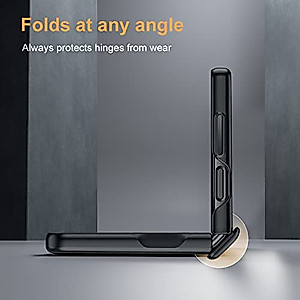 for Samsung Z Flip 4 Case: [Full Cover Hinge Protection] Slim Phone Case with Built-in Screen Protection Metal Volume Key Protection Wireless Charging for Galaxy Z Flip 4 5G(2022) (Black)