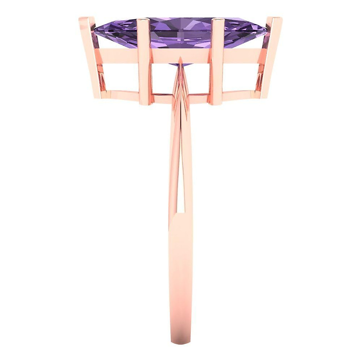 Clara Pucci 2.55 ct Marquise Cut Custom Engraving Solitaire Simulated Alexandrite Classic Statement Art Deco Ring 14k Rose Gold Size 6.5