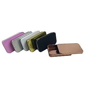 Mini Iron Box Tinplate Push Case Metal Rectangular Mini Tin Box Candy Cases Bins Jar Hinged Containers Small Organizer Box(80x34x10mm,Black)