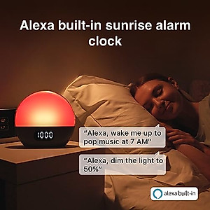 WiiM Wake-up Light, Alexa Built-in, Unlimited Sound Choices, All-in-One Sunrise Alarm Clock, Sound Machine, Sleep Routines and More -Sea Blue Green