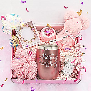 Birthday Gifts For Women, masso Gifts for Women Mom Her, Mothers Day Gifts for Mom with Wine Tumbler Spa Gift for Mom Best Friends Birthday Box Gifts for women Girlfriend get well soon gifts for women