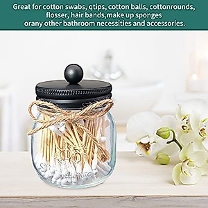 DICOBEE Qtip and Cotton Ball Holder Set, Clear Jars for Bathroom Storage, Glass Apothecary Jars Bathroom Canisters for Cotton Swabs,Rounds,Bath Salts,Makeup Sponges, Large Vanity Jars with Lids 2 Pack